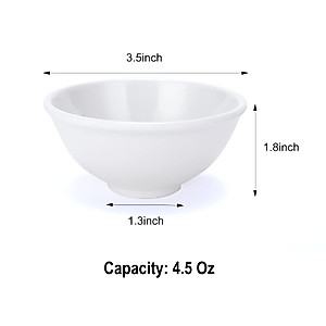 CookTaitai Mini Dipping Bowls Set, Soy Sauce Dishes 4.5 Oz 3.5 Inch Mini Bowls Set,Unbreakable Melamine Plastic Bowls for BBQ Sauce, Seasoning Condiments Appetizer, White,12 Pack