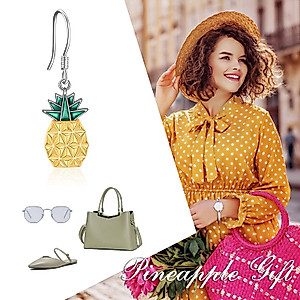 POPLYKE Origami Pineapple Earrings for Women Sterling Silver Pineapple Dangle Earrings Jewelry Gifts