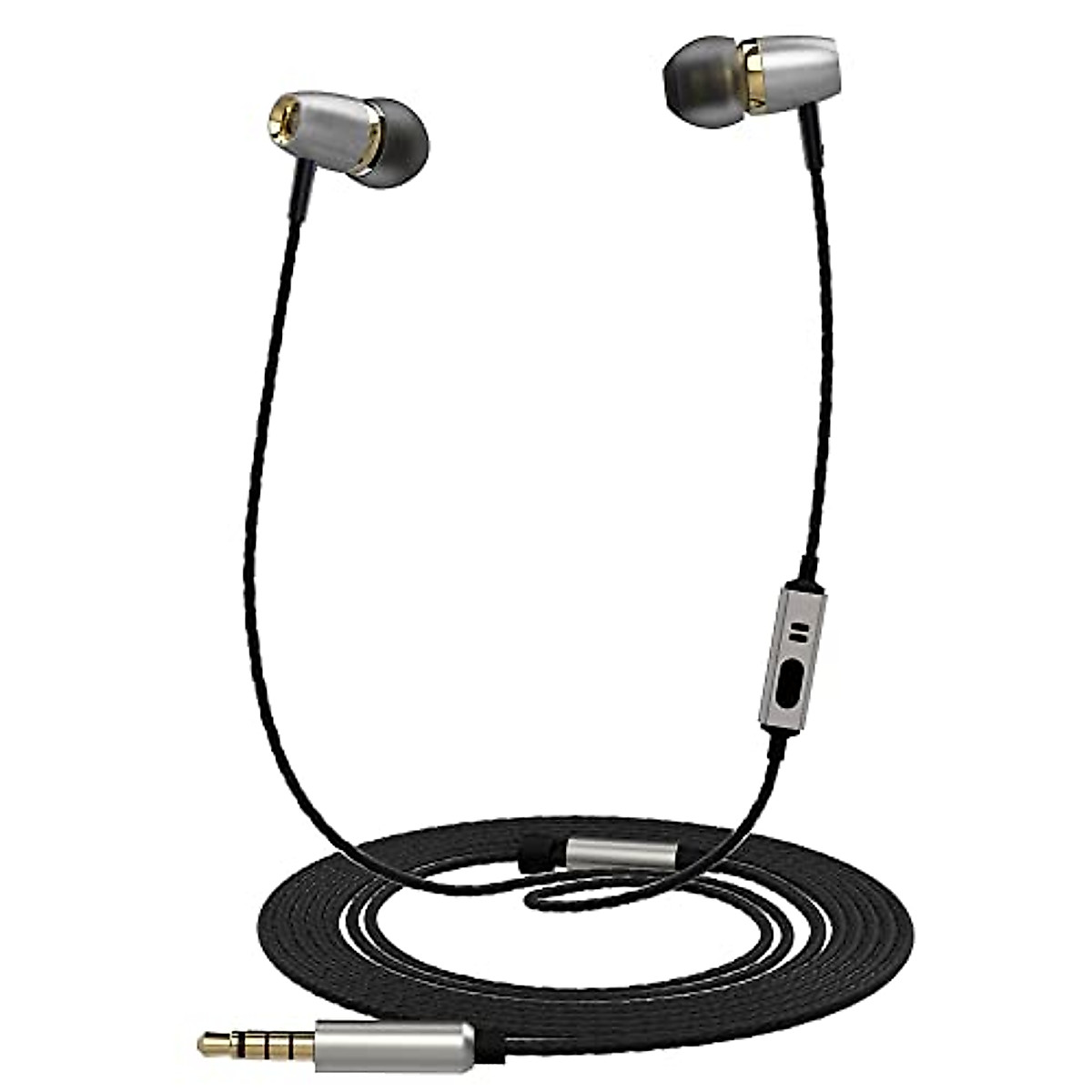 Betron in-Ear Headphones with Microphone - Extra S/M/L Noise Isolating Earbud Tips, Carry Case, Tangle-Free Cable, Wired 3.5mm Connection