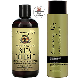 Sunny Isle Shea Coconut Moisturizing Conditioner 12oz | Infused with Jamaican Black Castor Oil | Curly Hair Conditioner | Quenches & Softens Dry Curls, Waves, Coils | Silicone, Paraben & Sulfate-FREE