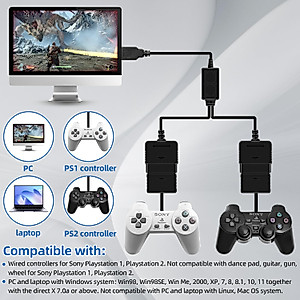 OSTENT Dual USB Adapter Converter Cable Cord for Sony PlayStation 1/2 PS One PSX Wired Controller Gamepad Joystick to PC Laptop