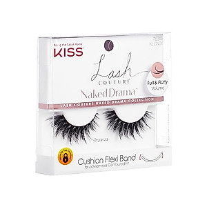 KISS Lash Couture Naked Drama False Eyelashes, Organza', Cushion Flexi Band, Contact Lens Friendly, Easy to Apply, Reusable Strip Lashes, Includes 1 Pair of Fake Lashes