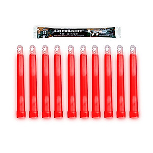 Cyalume Military Grade Red Glow Sticks - Premium Bright 6” ChemLight Emergency Glow Sticks with 8 Hour Duration (Bulk Pack of 10 Chem Lights)