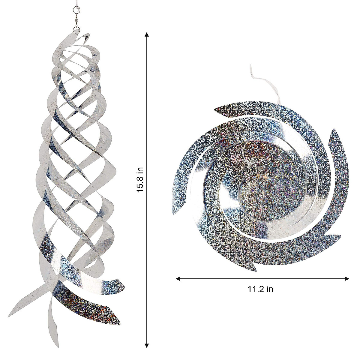 Hausse Bird Repellent Spiral Reflectors Silver Mylar Spinner, Hanging Reflective Bird Deterrent Device, Garden Decorative Scare Birds Away, Like Woodpeckers, Pigeons and Geese, 3 Pack