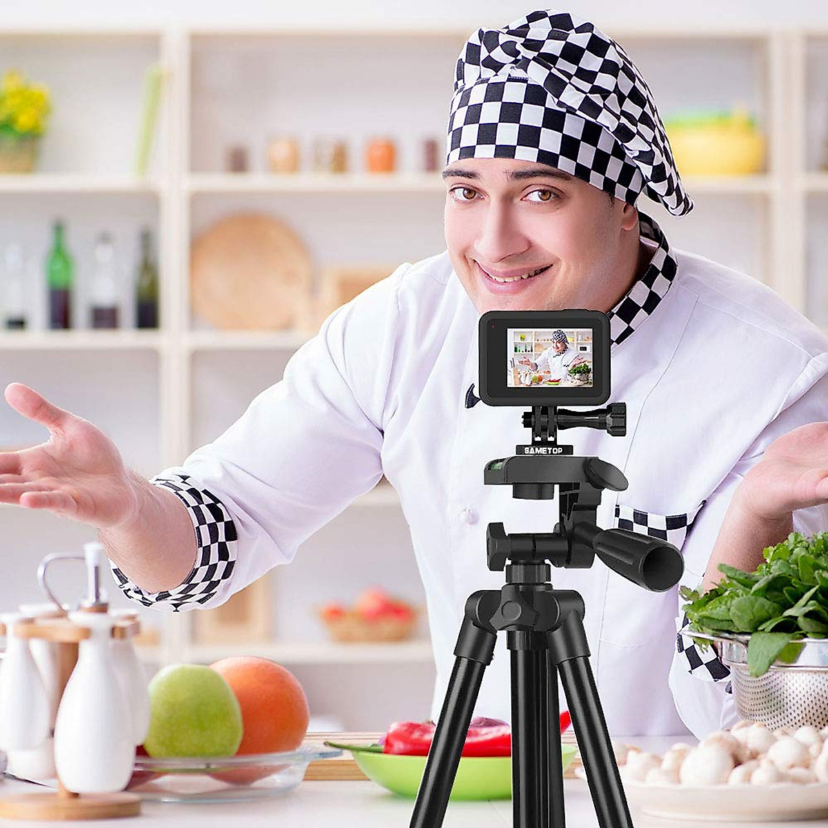 Sametop Tripod Adapter Aluminum Screw Mount Compatible with Gopro Hero 13, 12, 11, 10, 9, 8, 7, 6, 5, 4, Session, 3+, 3, 2, 1, Hero (2018), Fusion, Max, DJI Osmo Action Cameras