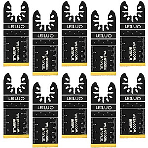 10 PC Titanium Oscillating Multitool Blades LEILUO Oscillating Tool Blades for Nails Wood Plastic and Hard Material Oscillating Saw Blade fit Dewalt Rockwell Milwaukee Makita Ryobi