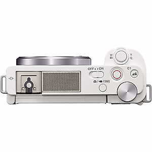 Sony ZV-E10 Mirrorless Camera (Body Only, White) (ILCZV-E10/W) + 64GB Card + Corel Photo Software + Bag + NPF-W50 Battery + External Charger + Card Reader + HDMI Cable + Flex Tripod + More (Renewed)