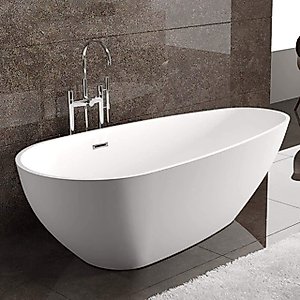 Dowell 074 55",60" & 63" Luxury Contemorary High Grade Acrylic FREE STANDING Bathtub White/Black/Red Modern New (55-1/8"x29-1/2"x22-7/8")