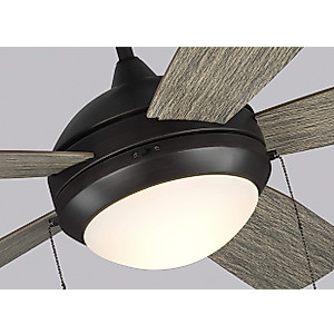 Monte Carlo 5DIC52AGPD-V1 Discus Classic TSCA Title VI Compliant 52" Ceiling Fan with LED Light and Pull Chain, 5 Reversible Blades, Aged Pewter