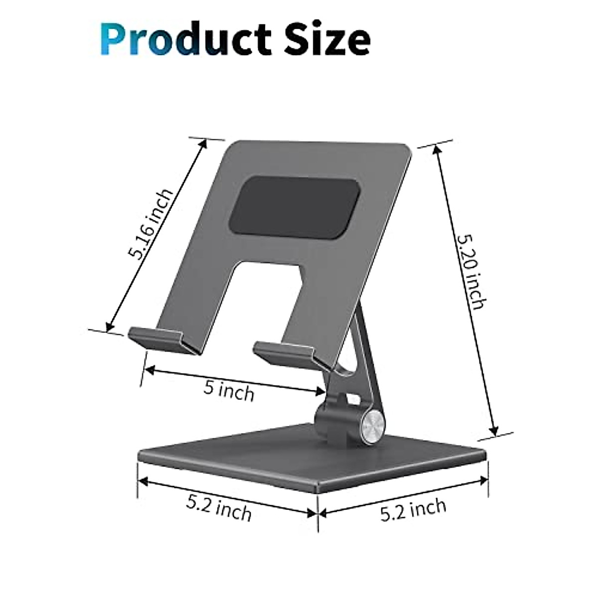 ALASHI Tablet Stand - Foldable, Adjustable Height, Multi-Angle, Sturdy Metal Base, Holds 4-13.3 Inch Tablets, Gray