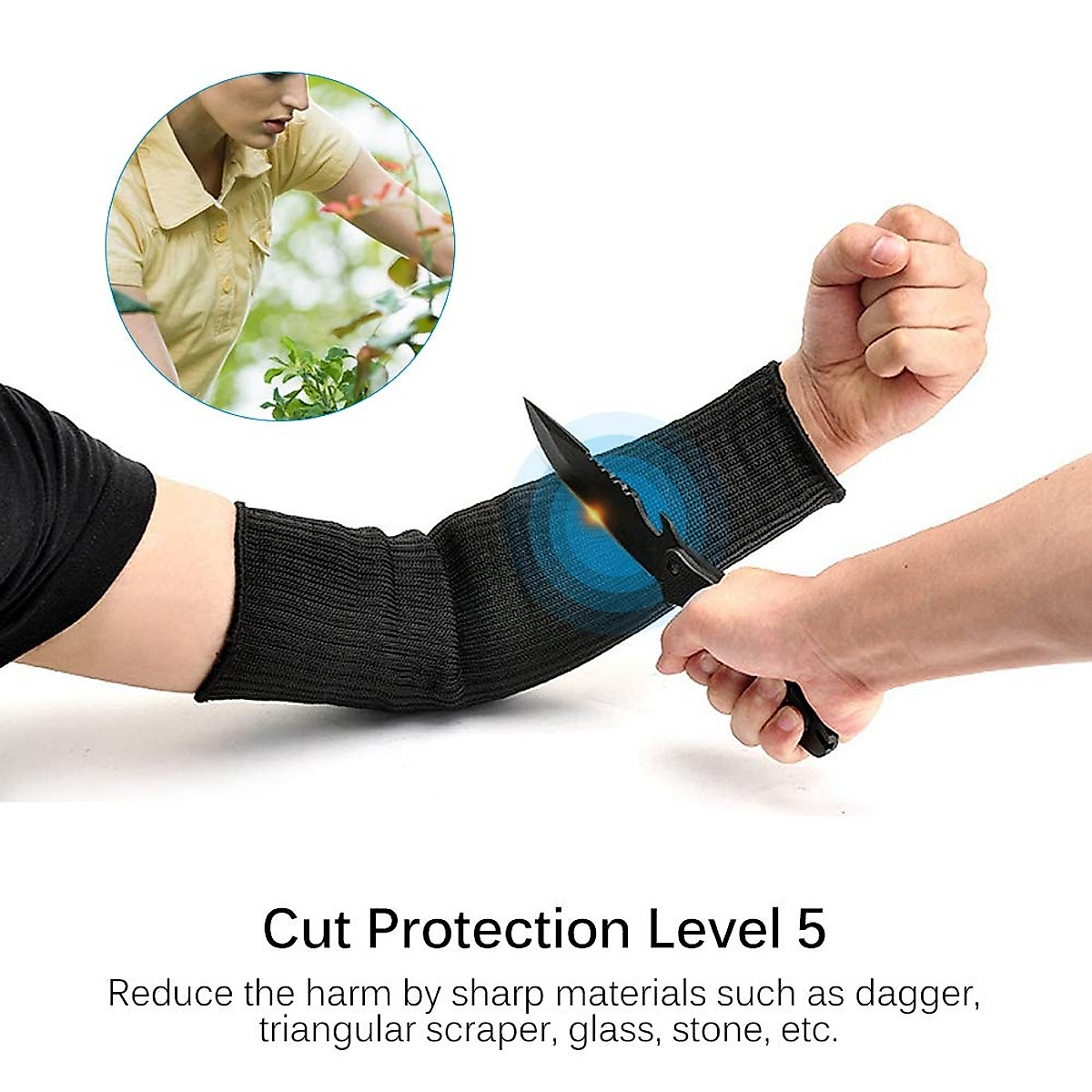 Zerone Arm Protectors for Thin Skin, Level 5 Heat/Burn/Cut Resistant Arm Protection Sleeves - Kevlar&Steel Wire Anti Abrasion Arm Guard for Men Women Garden Kitchen Farm Welding Work