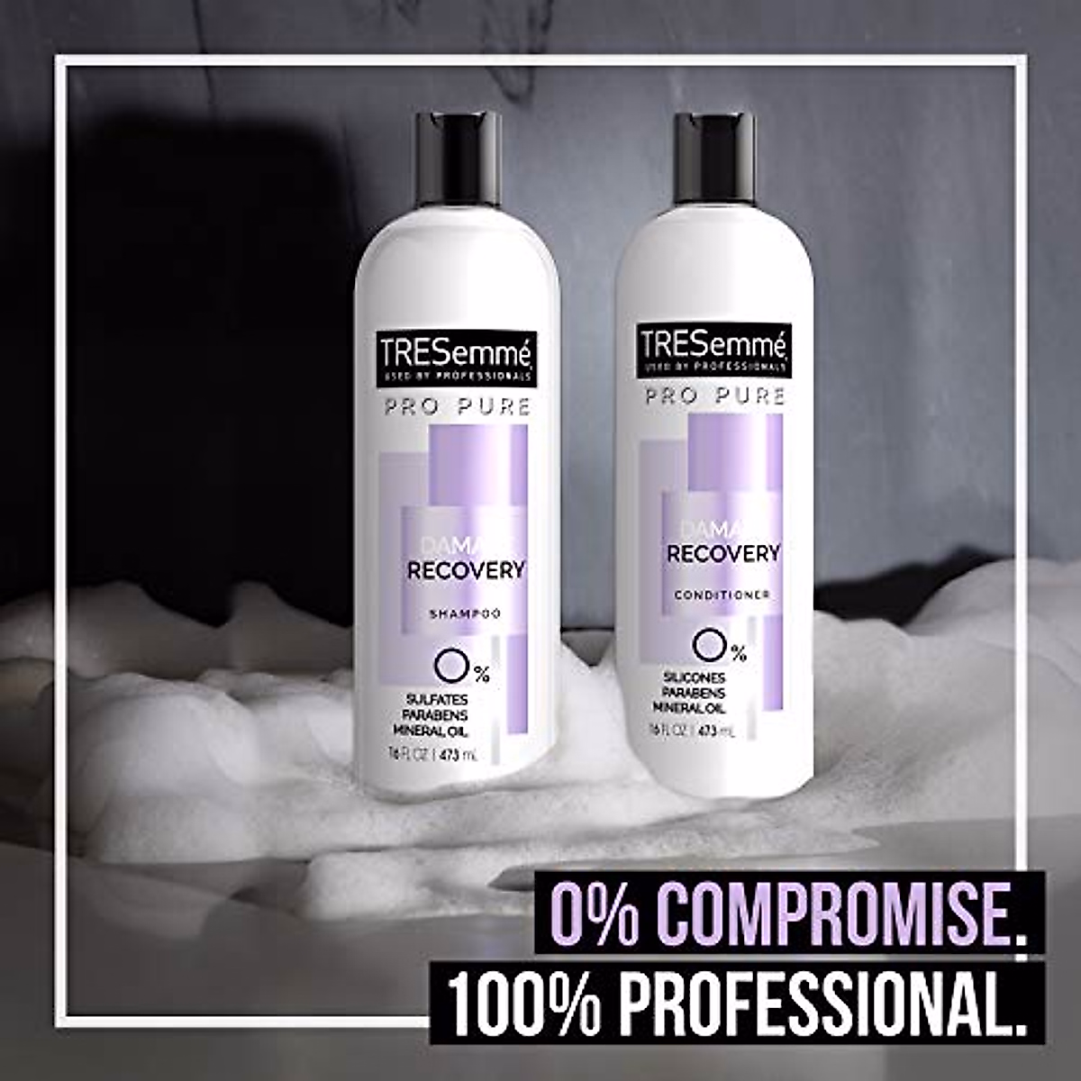 TRESemmé Pro Pure Shampoo for Damaged Hair Damage Recovery Sulfate, Paraben and Dye Free, 16 Fl Oz (Pack of 4)