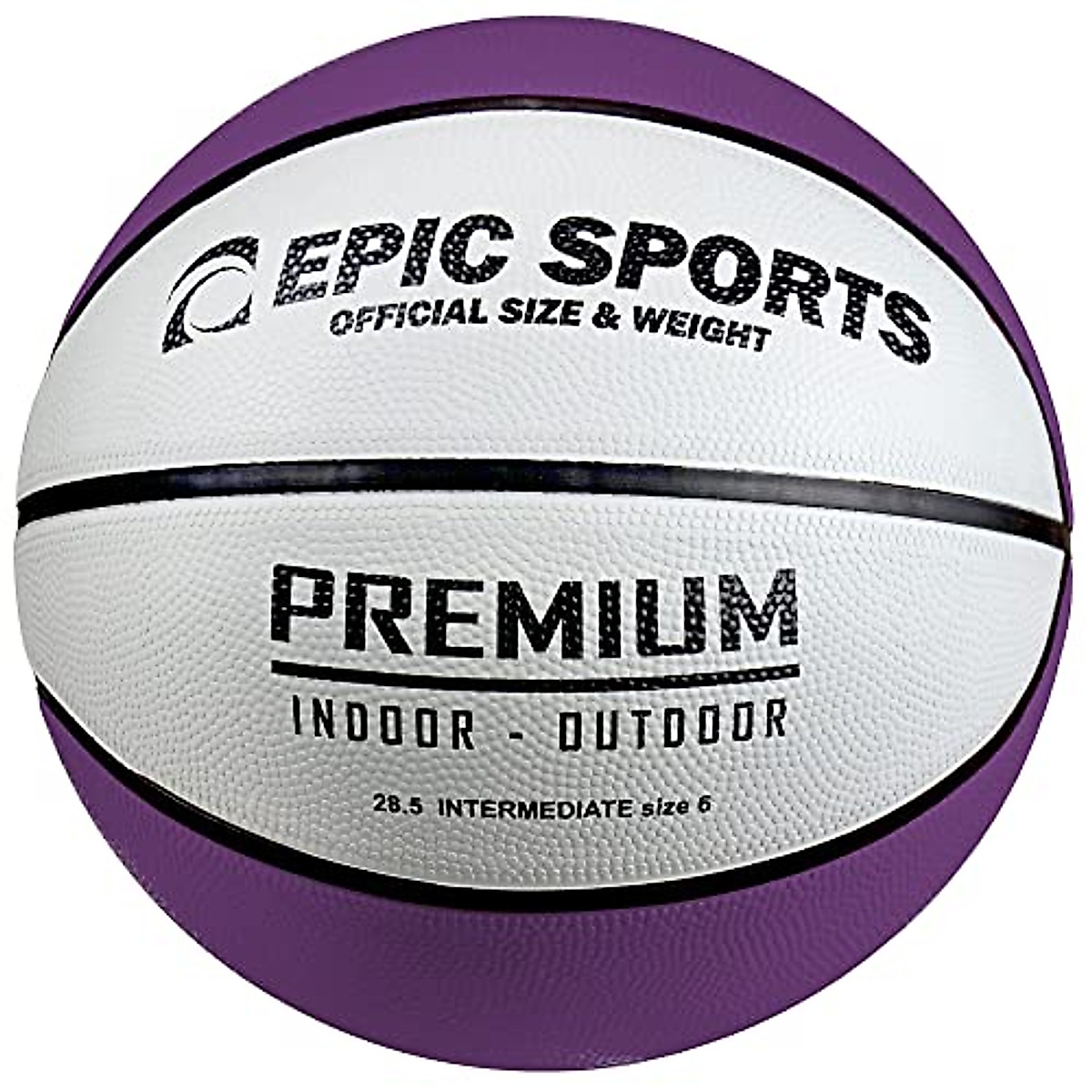 Epic Multi-Color Premium Rubber Recreational Purple/White Basketball 6-28.5" (Intermediate)