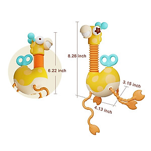CCYYZZ Montessori Toy for 12-36 Months Toddlers, Baby Sensory Toy for 1 Year Old Babies, Giraffe Pop Tubes, Food Grade Silicone Pull Strings Activity Toys, Gifts for Boys and Girls