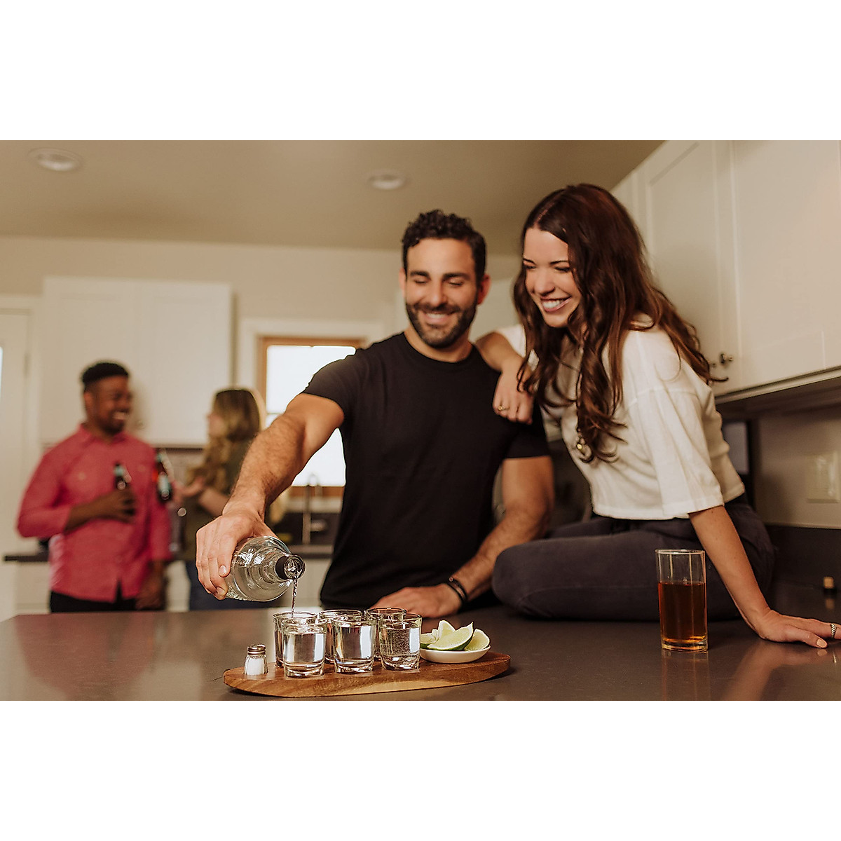 LEGACY - a Picnic Time brand - Cantinero Shot Glass Set with Tray - Tequilla Shot Glasses - Cocktail Serving Tray, (Acacia Wood)