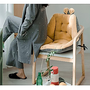 ZYBCQL Semi-Enclosed Bunny Ears Seat Cushions with Ties,Cute Cartoon Crystal Velvet Chair Cushion Floor Pillow for Office Chair-Grey 52x52cm(20.5x20.5in)