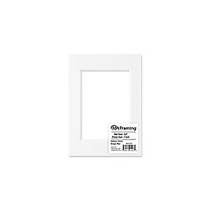 PA Framing Double Thick Gallery Photo Mat Board, Pre-cut Framing Mat - White Core, White