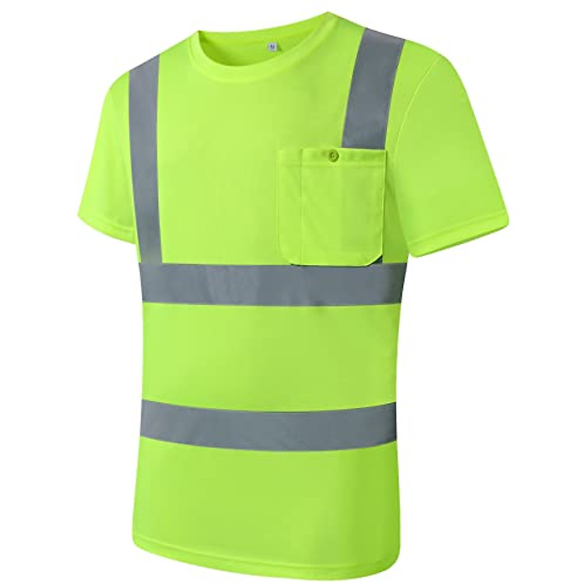 JKSafety Hi-Vis Reflective Safety Apparel | Daily Work T-Shirt Yellow Color with Sewed Retro-Reflective Strips | ANSI Compliance (77-Yellow, XL)