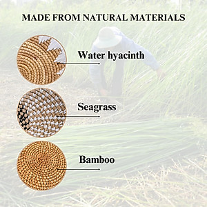 ChumDecor Set of 10 Handcrafted Boho Wall Basket Decor, Wall Hanging Baskets, Decorative Plates for Wall, Handmade from Vietnam Unique Wicker Wall Art Decor