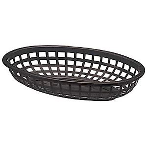 Tablecraft 1074BK Classic Oval Basket Black 9 3/8'' x 6'' (Set of 36 PER CASE)
