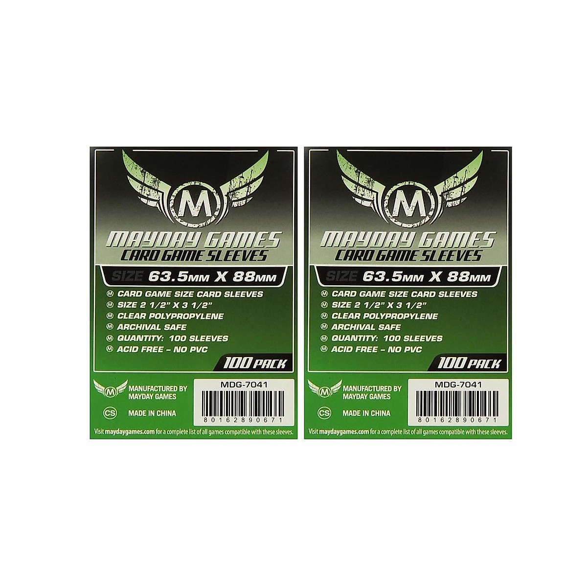 MayDay Game Card Sleeves 2 1/2" X 3 1/2" (100/Pack) (2 Pack)