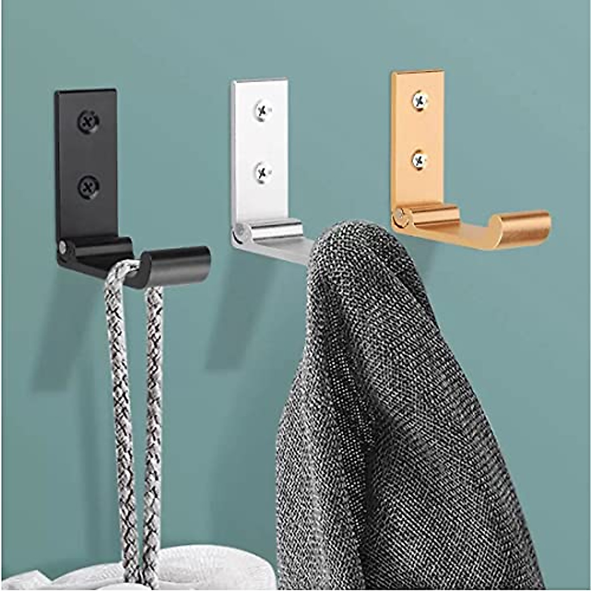 MsBong Folding Coat Hooks, 6PCS Matte Black Wall Hooks for Hanging Coats Bathroom Towel Hooks Hardware Heavy Duty Aluminum Alloy Robe Hooks Wall Mounted DIY Coat Rack Hooks No Rust Indoor, Outdoor