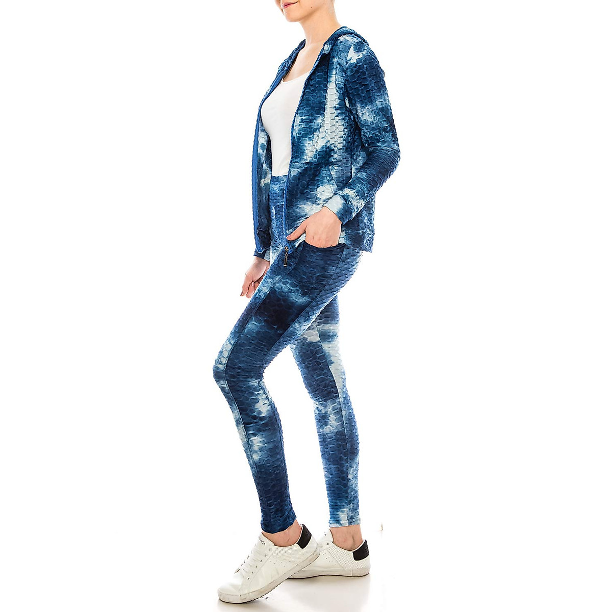 LA12ST Women's High Waist Yoga Pants Tummy Control Workout Ruched Butt Leggings Jacket Set Black