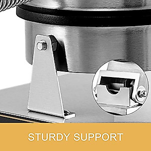 VBENLEM Commercial Round Waffle Maker Nonstick 1100W Stainless Steel 110V Temperature and Time Control, Suitable for Restaurant Bakeries Snack Bar Family, Non-rotated