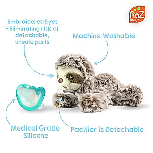 RaZbaby JollyPop Pacifier, Holder w/ Detachable Baby Pacifier, Stuffed Animal RaZbuddy, All Ages 0M+, 100% Medical Grade USA Made Silicone Pacifier, Machine Washable, Textured & Easy to Hold – Panda