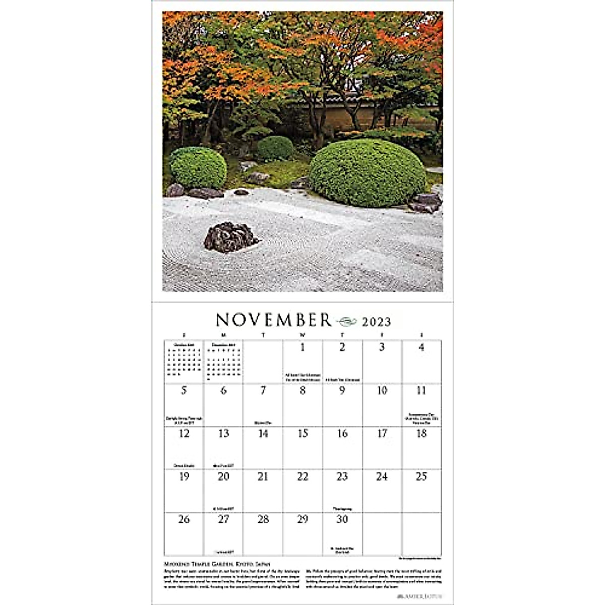 Gardens of the Spirit 2023 Wall Calendar: Japanese Garden Photography