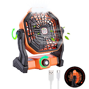 Nothers Outdoor Camping Fan with Led,Personal Usb Fan for Desk,Portable Fan USB Rechargeable,Battery Operated Fans for Home Cordless Fan for Tent,Travel,Bedroom,Table,Home,Canopy,Picnics with Hooks