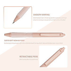 Linbsunne Ballpoint Pens Medium Point 1mm Black Pen with Super Soft Grip Ball Point Pen for Men Women Retractable Pens (6-pack+2 refills)