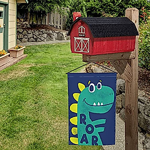 Garden Flags Dino Little Cute Animal Green Yellow Tyrannosaurus Dinosaur Premium Yard Flag Holiday Party Flag Outdoor Farmhouse Decor Home Porch Flags 12 x 18 Inch