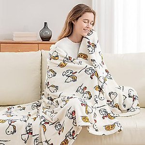 Berkshire Blanket Peanuts® VelvetLoft® Cute Character Snoopy Plush Throw Blanket,The Flying Ace,Throw 55 in x 70 in (Official Peanuts® Product)