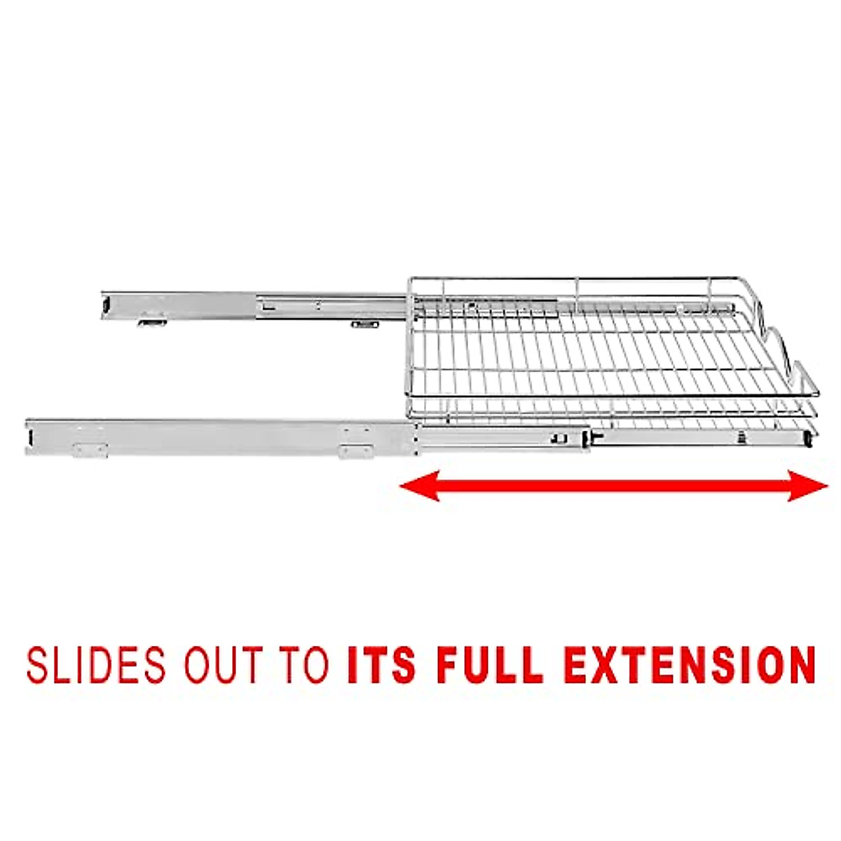 Hold N' Storage Pull Out Cabinet Drawer Organizer, Heavy Duty-with 5 Year Limited Warranty- Slide Out Shelves, -17”W x 21”D - Requires at Least a 18-1/4” Cabinet Opening, Steel Metal, Chrome Finish