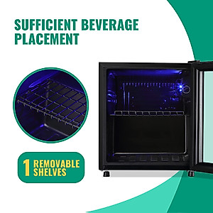 WANAI Mini Fridge Cooler 60 Can Beverage Refrigerator Black Mini Beer Fridge Glass Door for Wine Soda Juice Small Drink Cooler Machine Clear Front Removable for Home Office Bar Freestanding