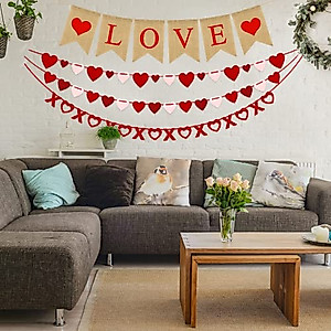 4Pcs Valentines Day Decorations Set Love Heart XO Garlands Banner for Engagement Wedding Party Home Classroom Office, No DIY Required