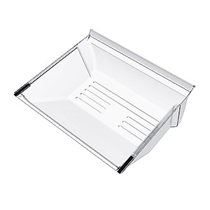 HECASA Crisper Pan Drawer Replacement for 2188664 WP2188664 Compatible with Whirlpool, Kenmore, Maytag, Kitchen Aid Refrigerator W/White Handle