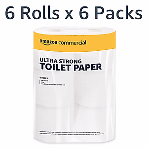 AmazonCommercial FSC Certified 2-Ply White Ultra Strong Toilet Paper, Septic Safe, 286 Sheets per Roll - 36 Rolls