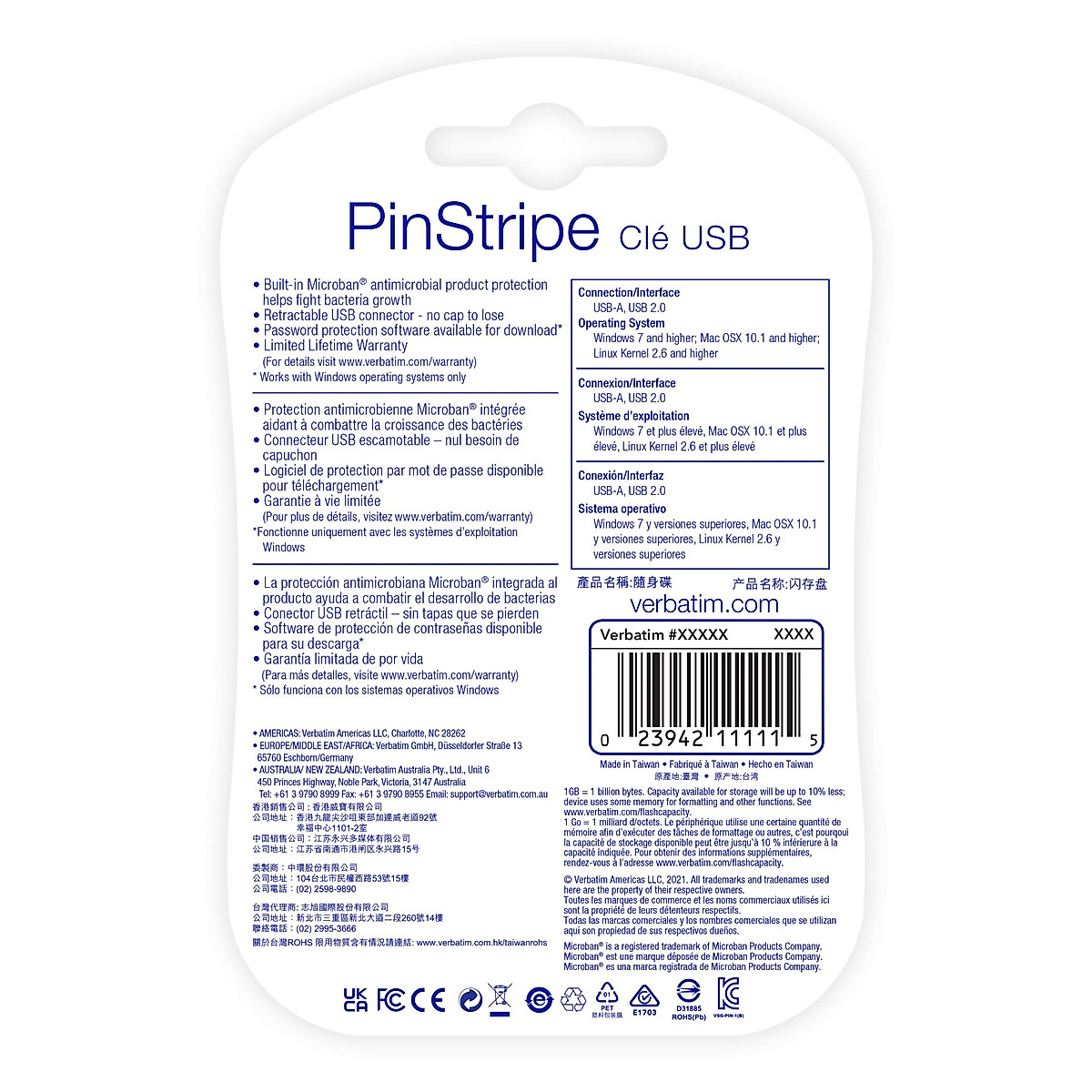 Verbatim 8GB Pinstripe USB Flash Drive - Black