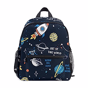 Kids Backpack for boys Space Rocket Planet Toddler Bags Children Preschool Kindergarten Small Chest Strap 3-8 Years Old