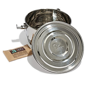 CVault 4 Liter Airtight Humidor Storage Container for Herbs, Weed, Spices, Food - Stainless Steel Harvest Container w/ Humidity Pack