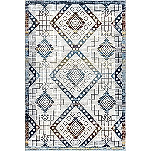 nuLOOM Kajal Machine Washable Southwestern Geometric Area Rug, 8' x 10', Beige