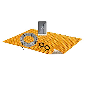 Schluter Systems Ditra Heat Electric Radiant Floor Heating Kit: Prog. Touchscreen Smart WiFi Thermostat DHERT105/BW, Heated Cable 120V 11 Sq Ft, Peel&Stick Duo Uncoupling Membrane 16.8 Sq Ft