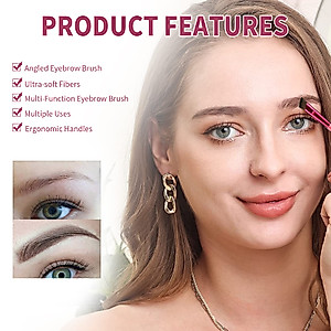 4D Hair Stroke Brow Stamp Brush Set Eyebrow Hair Stroke Brush with Eyebrow Cream Multifunction Ultra-thin Angled Realistic Eyebrow Brush Makeup Kit(Black)