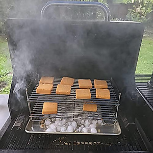 DcYourHome Double Layer Stainless Steel Smoke Shelf/Grill Warming Rack Foldable Multipurpose Jerky Rack for Traeger and Other Wood Pellet Grills & Gas Grills & Grill Grate Accessories