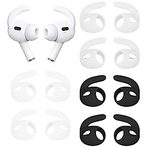 ALXCD Sport Eartips Hook Compatible with AirPods Pro 2 Earbuds 2nd Gen 2022, Anti Slip Anti Lost Silicone Earbuds Covers Ear Hook Eartips, Compatible with AirPods Pro 2, 6 Pairs Black White Clear