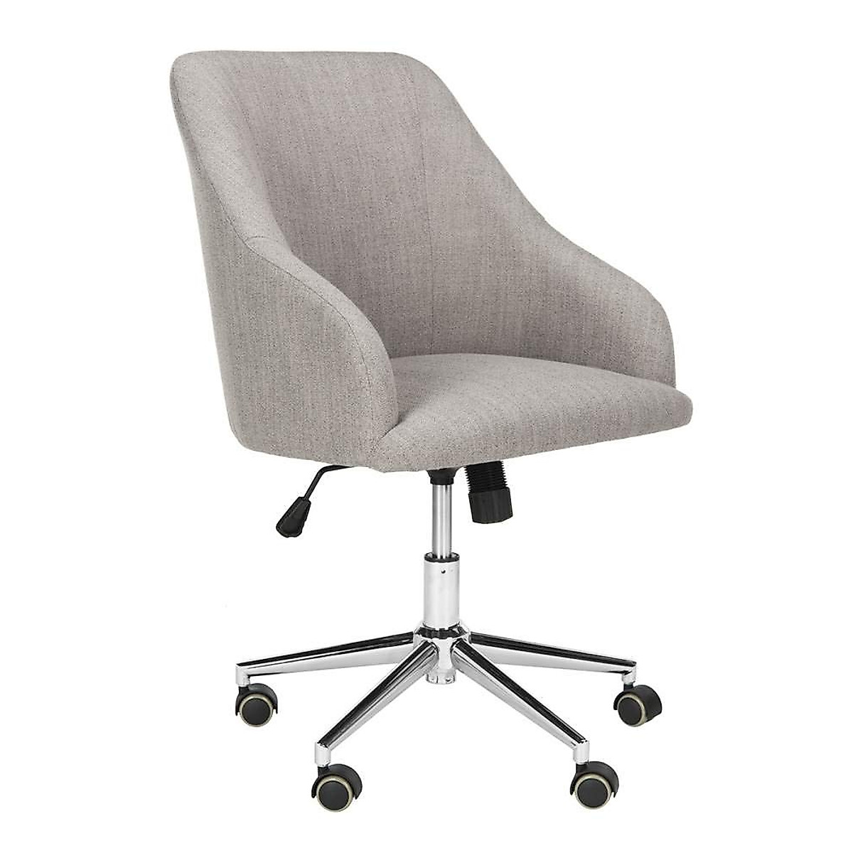 Safavieh Home Adrienne Grey Linen and Chrome Leg Tufted Swivel Office Chair