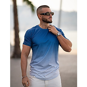 COOFANDY Men's Tie Dye Print Muscle T Shirt Fashion Fitness Quick Dry Fitted Tee