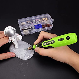 Yougfin Mini Cordless Rotary Tool, 3-Speed and USB Charging Rotary Tool Kit with 44 Accessories, Multi-Purpose 3.6V Power Rotary Tool for Sanding, Polishing, Drilling, Etching, Engraving, DIY Crafts